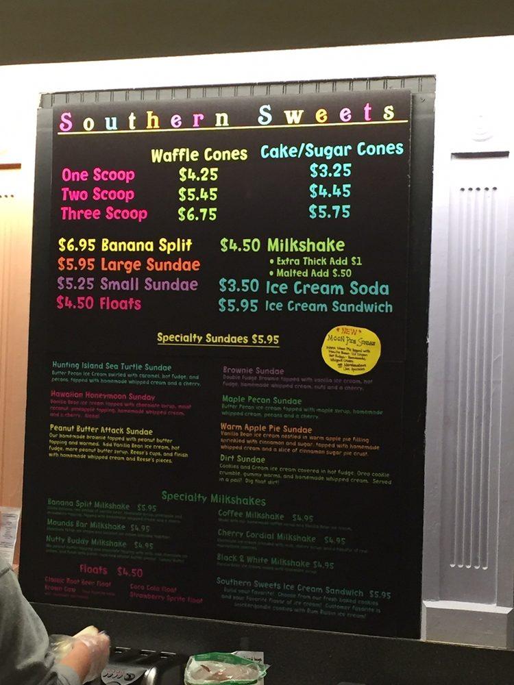 Menu at Southern Sweets Ice Cream & Sandwich Shop restaurant, Beaufort ...