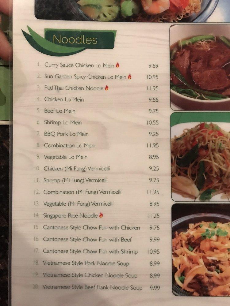 Menu at Sun garden chinese bistro restaurant, El Paso