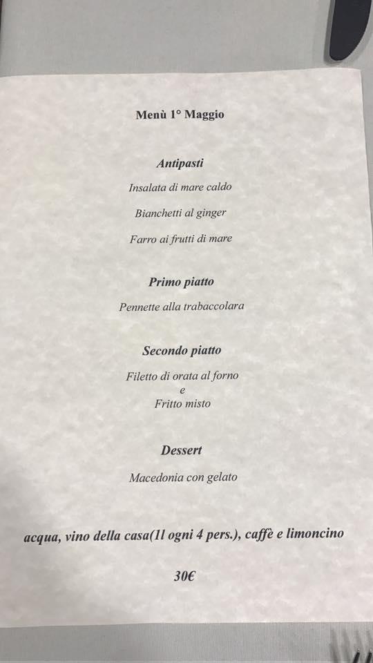Menu at Trattoria Thea restaurant, Massa