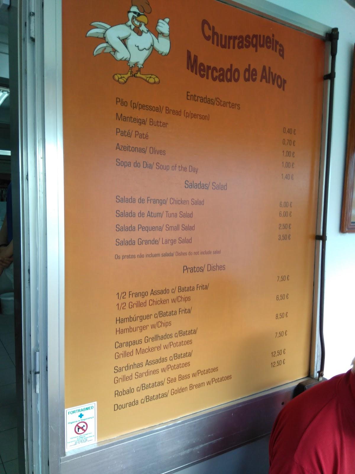 Menu em Mercado de Alvor restaurante, Alvor