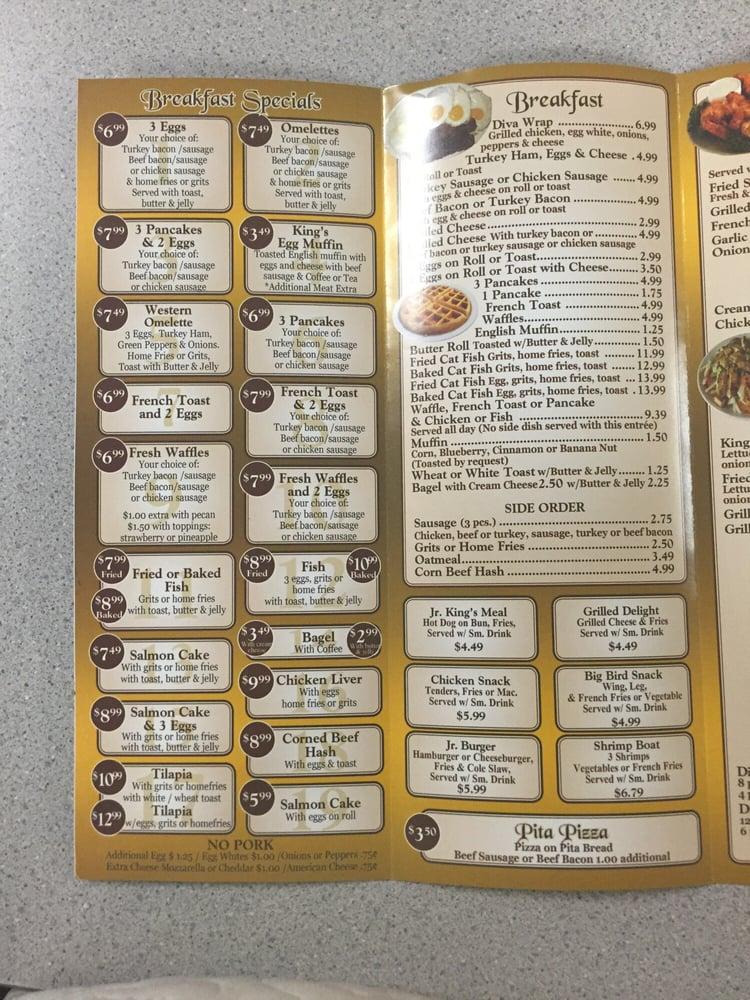 Menu at King's #1 Family Restaurant “Original Kings”, Newark, 361 Lyons Ave