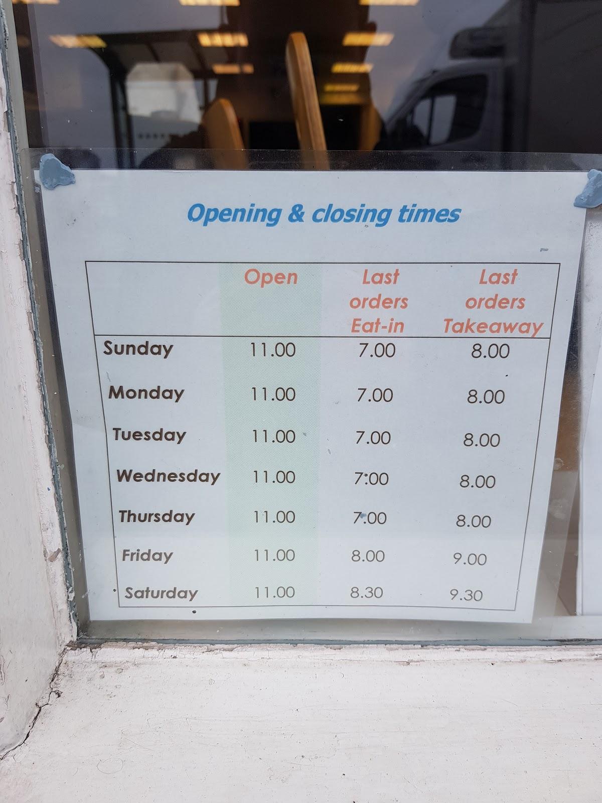 Menu at Nick's fish bar, Brixham