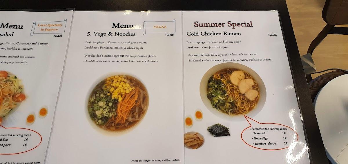 Menu at Pure maku restaurant, Oulu