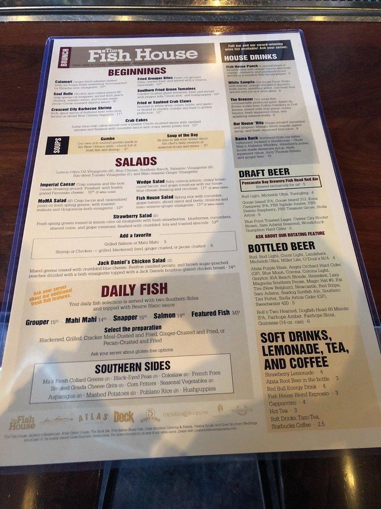 Menu at The Fish House pub & bar, Pensacola