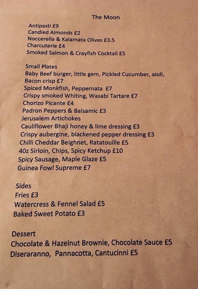 Menu at The Full Moon Inn Rudge pub & bar, Rode, Rudge Hill