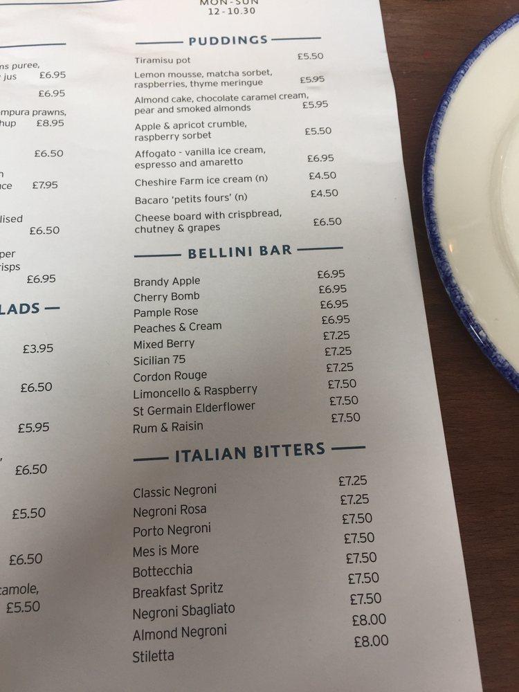 Menu at Bacaro pub & bar, Liverpool