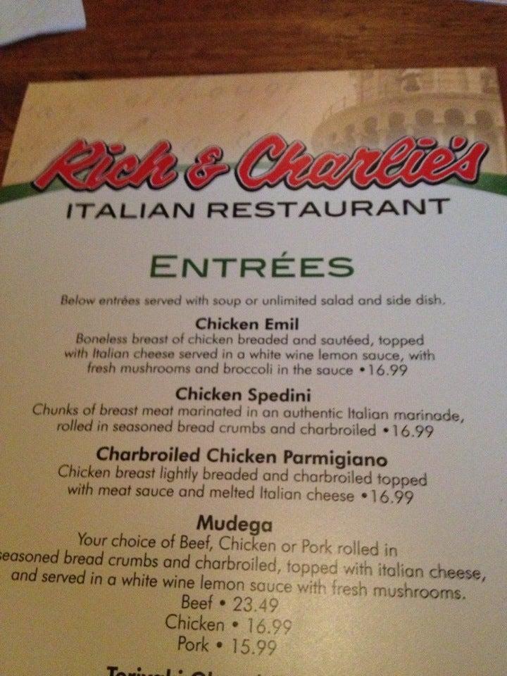 Menu at Rich & Charlie's South County pizzeria, Mehlville, Lemay Ferry Rd