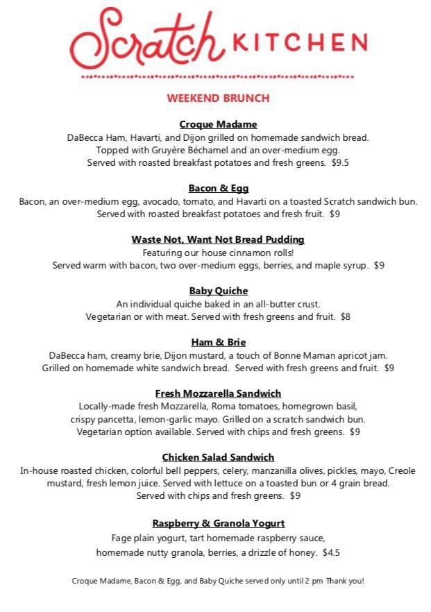 Menu at Scratch Kitchen cafe, San Antonio