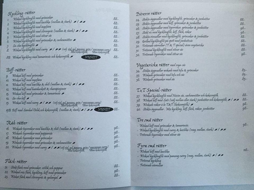 Menu at T & T Takeaway fast food, Fagersta