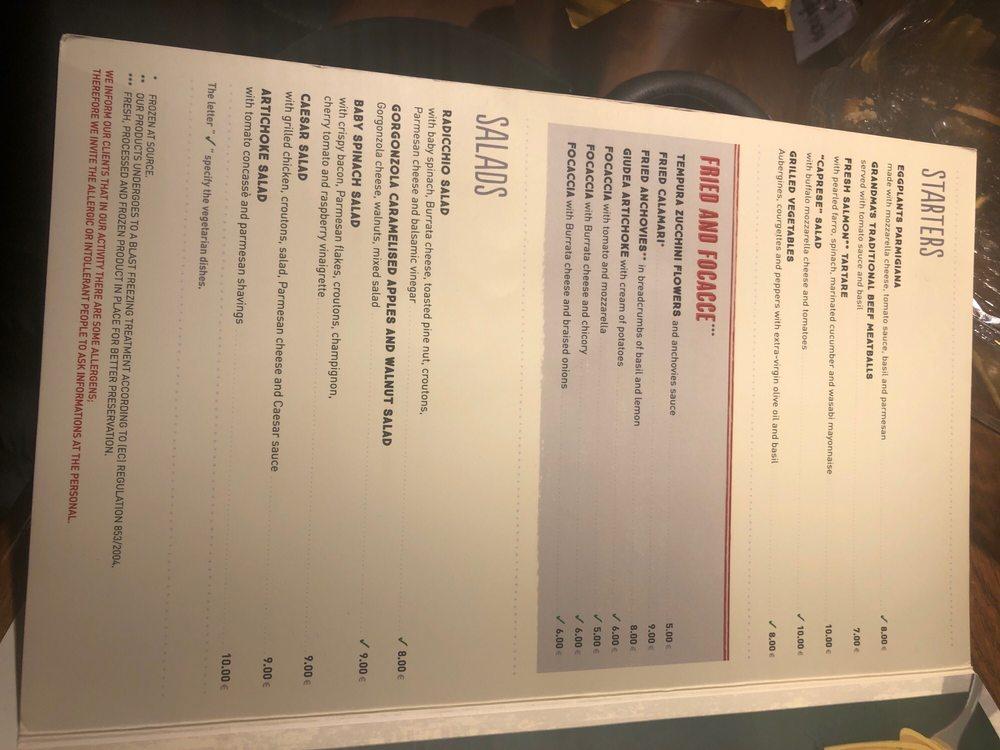 Menu da Vos pub & bar, Roma