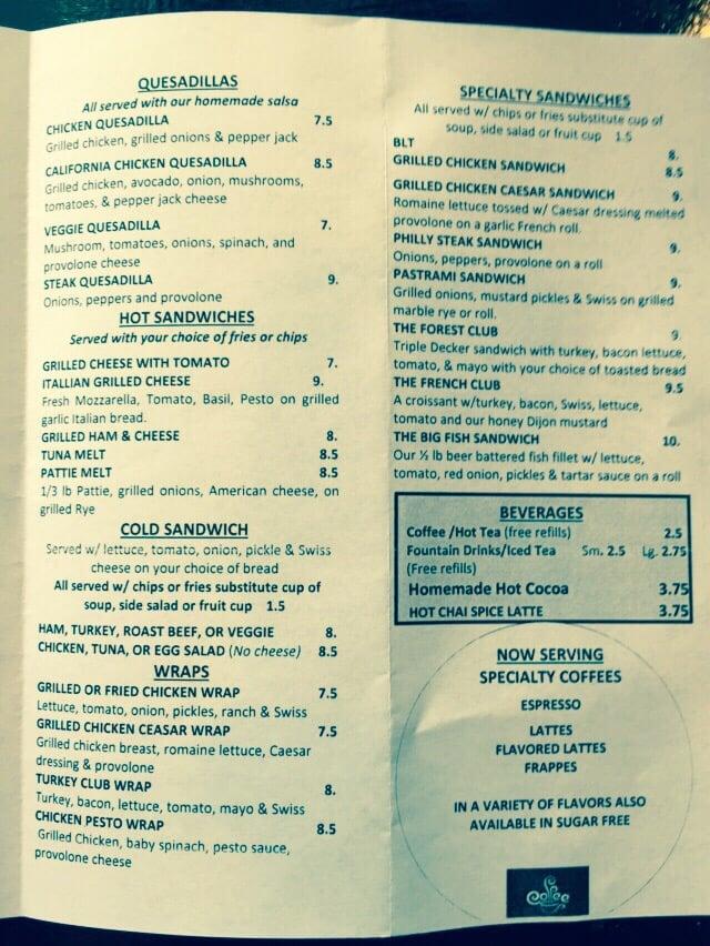 Menu at Forest Cafe & Bakery, The Woodlands