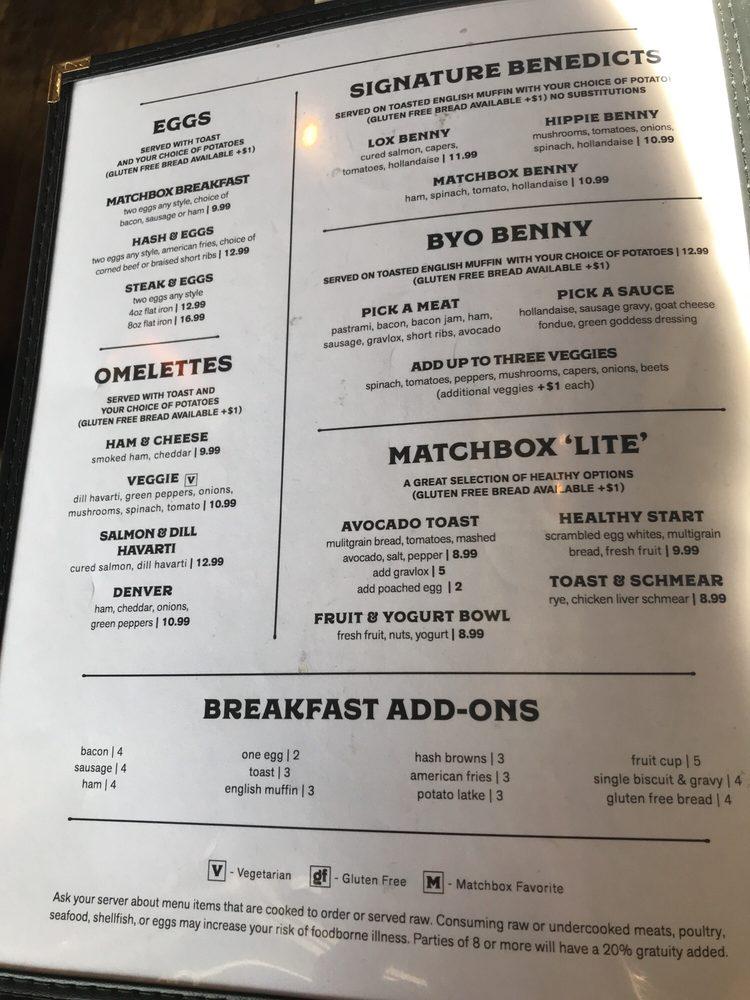 Menu at Matchbox Diner & Drinks Eastown cafe, Grand Rapids