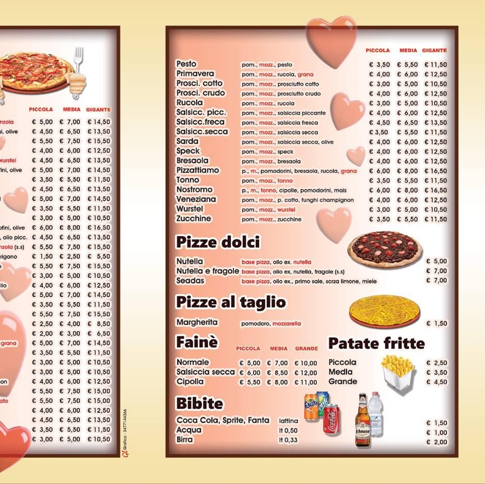 Menu at Pizzeria Pizzattiamo, Sassari