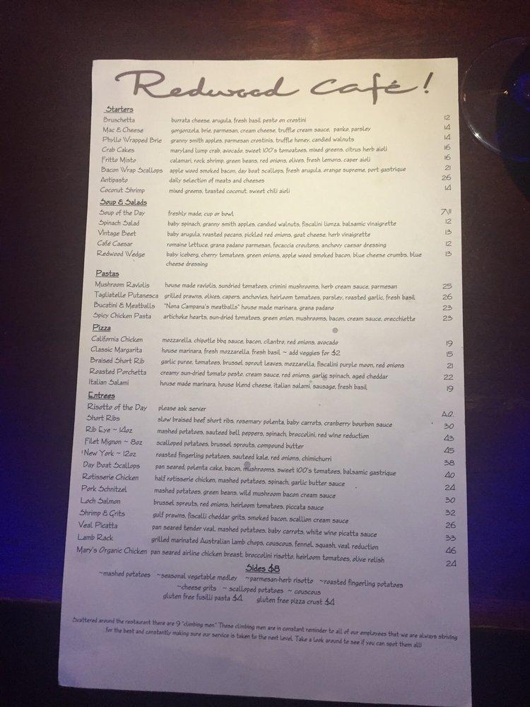 Menu at Redwood Café pub & bar, Modesto, Dale Rd