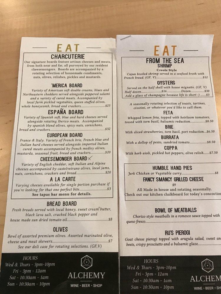 Menu at Alchemy Wine & Beer pub & bar, Hamburg