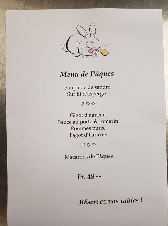 Menu at Hôtel le Manoir, Vaulruz, Grand-Rue 53