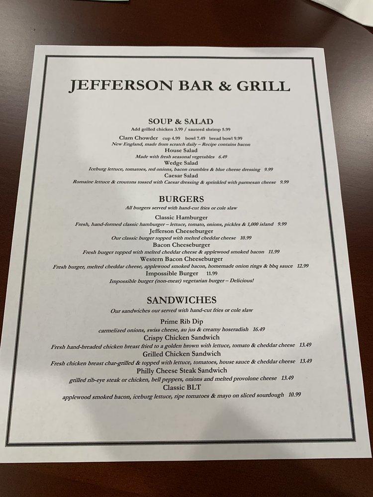 Menu at Jefferson Bar & Grill, West Sacramento