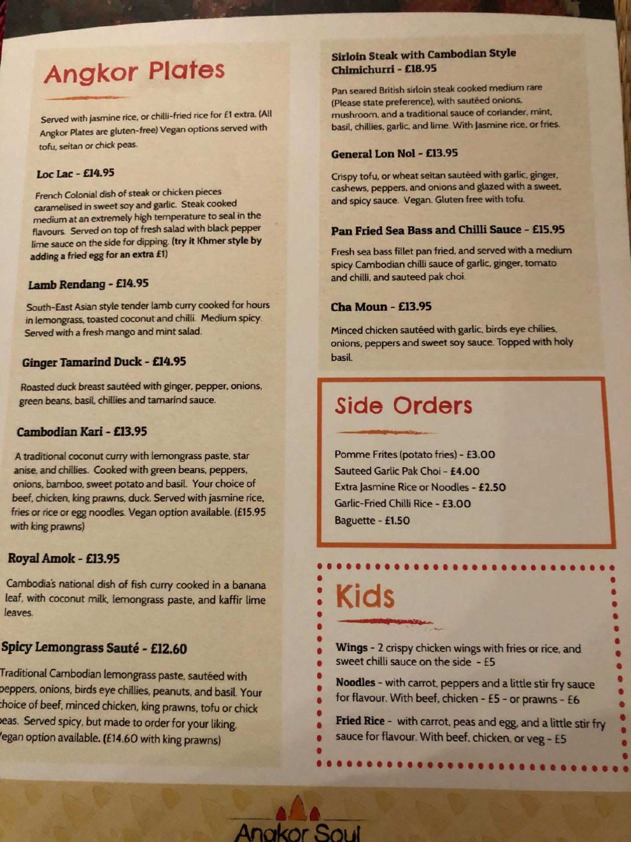 Menu at Kambuja Marple restaurant, Marple, 12 Stockport Rd