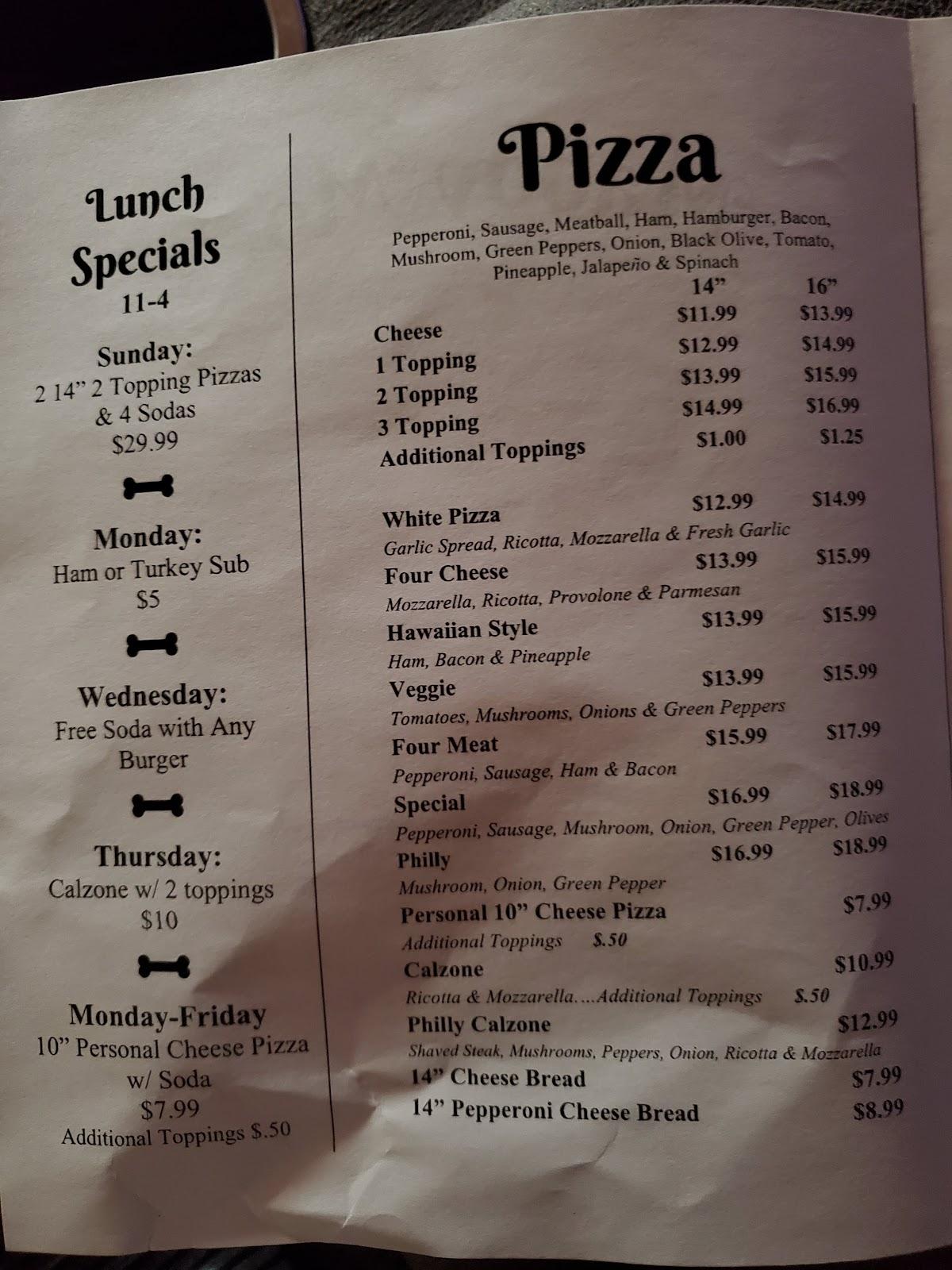 Menu at Maddy Moe’s Pizza pizzeria, Butler