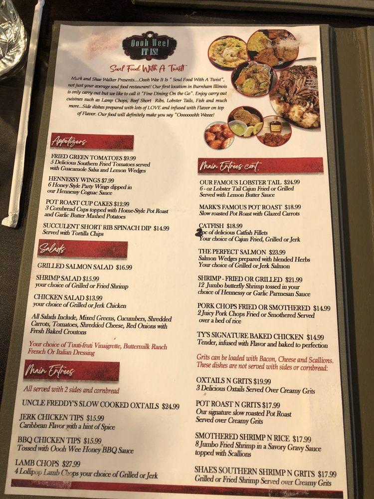 Menu at Oooh Wee It Is restaurant, Chicago