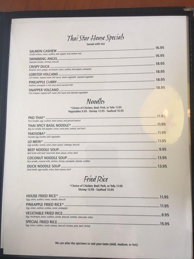 Menu at Thai Star Sushi Bar, Madeira Beach