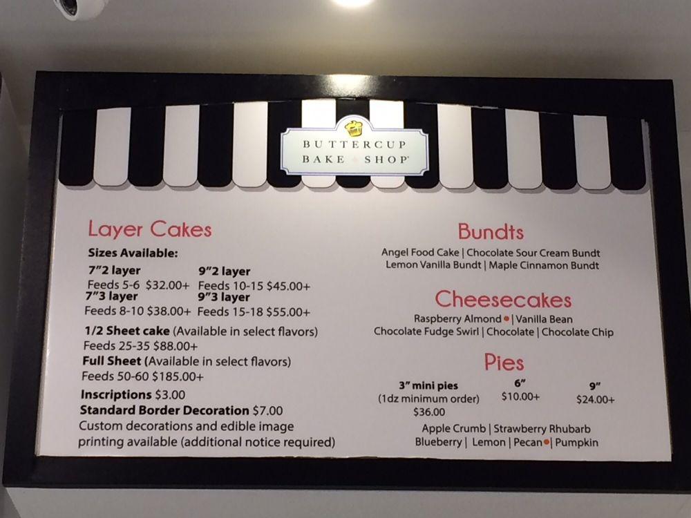Menu at Buttercup Bake Shop restaurant, West New York, 828 7th Avenue
