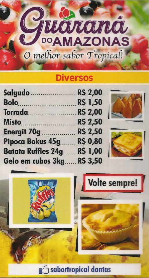 Menu em Guaraná do Amazonas café, Natal, R. Mossoró