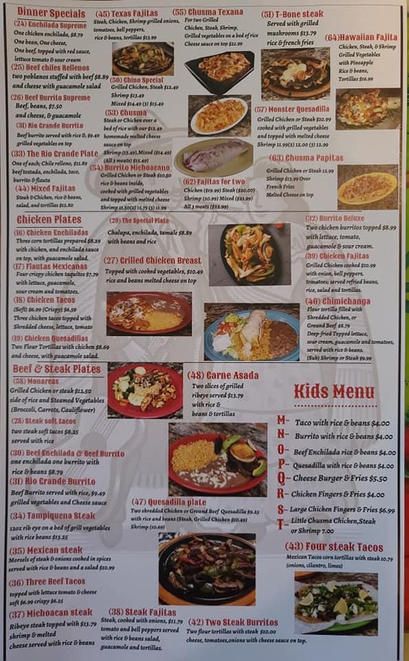 Menu at Rio Grande Grill restaurant, Picayune