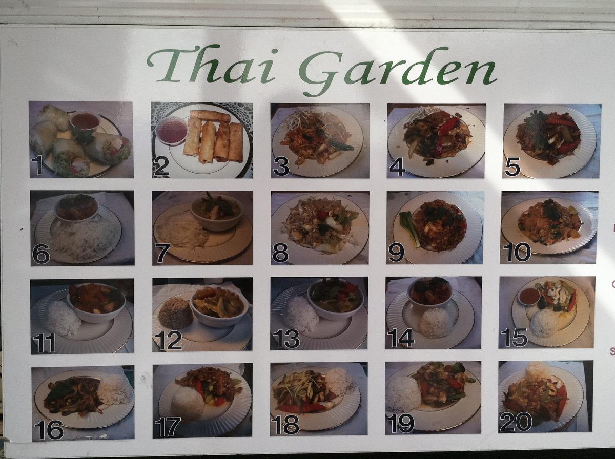 Menu at Thai Garden restaurant, Portland, SE Stark St