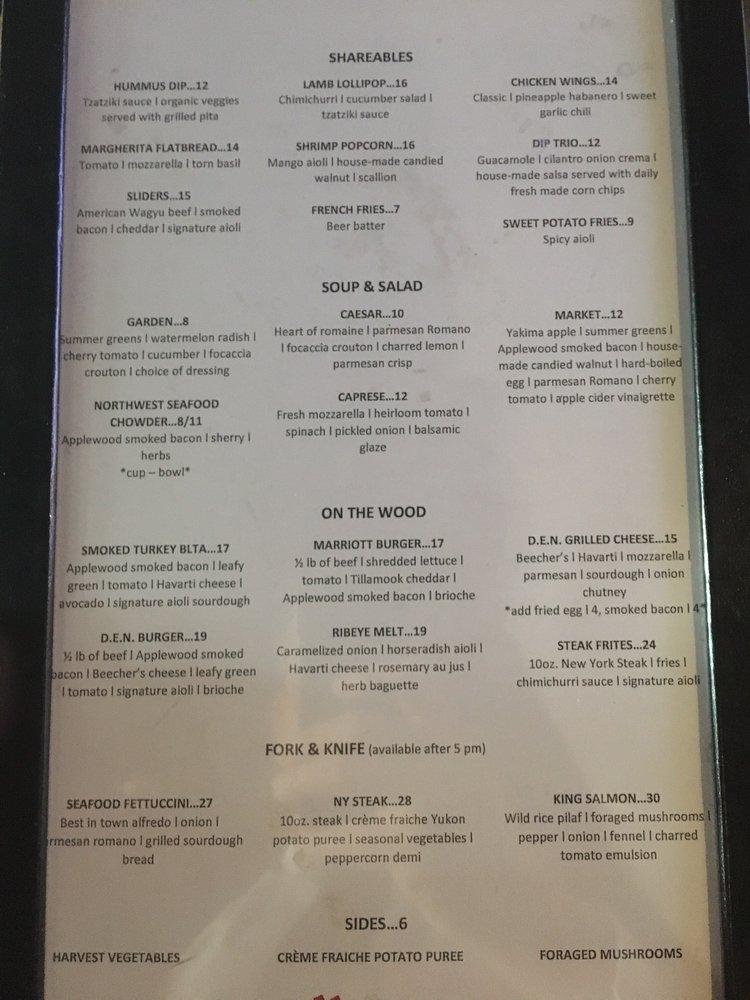 Menu at The Greatroom restaurant, Tacoma