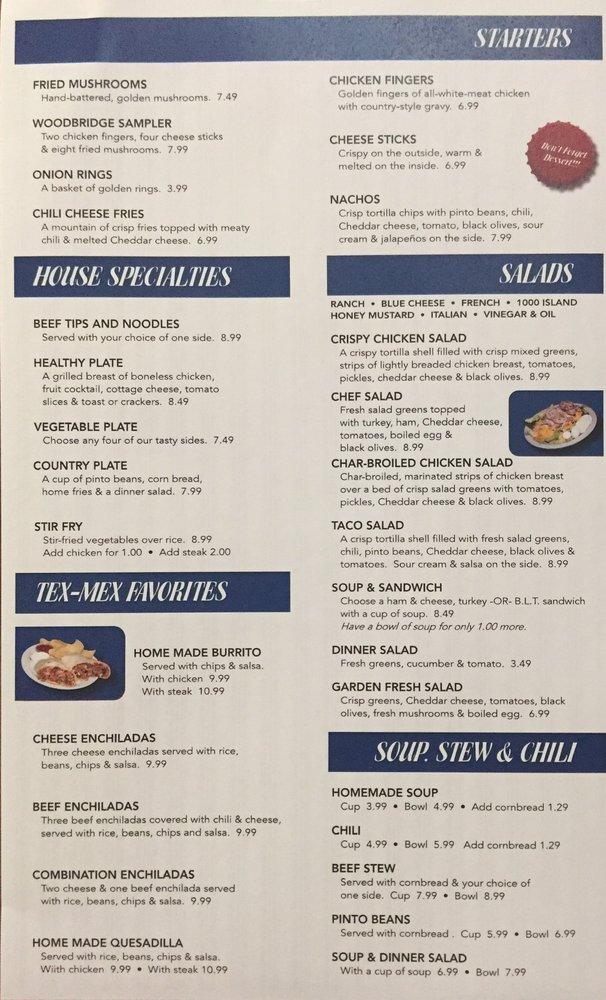 Menu at Woodbridge Restaurant, Oklahoma City, NW 39th St
