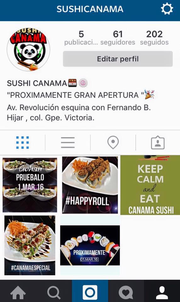 Menu at Canama Sushi restaurant, Culiacán