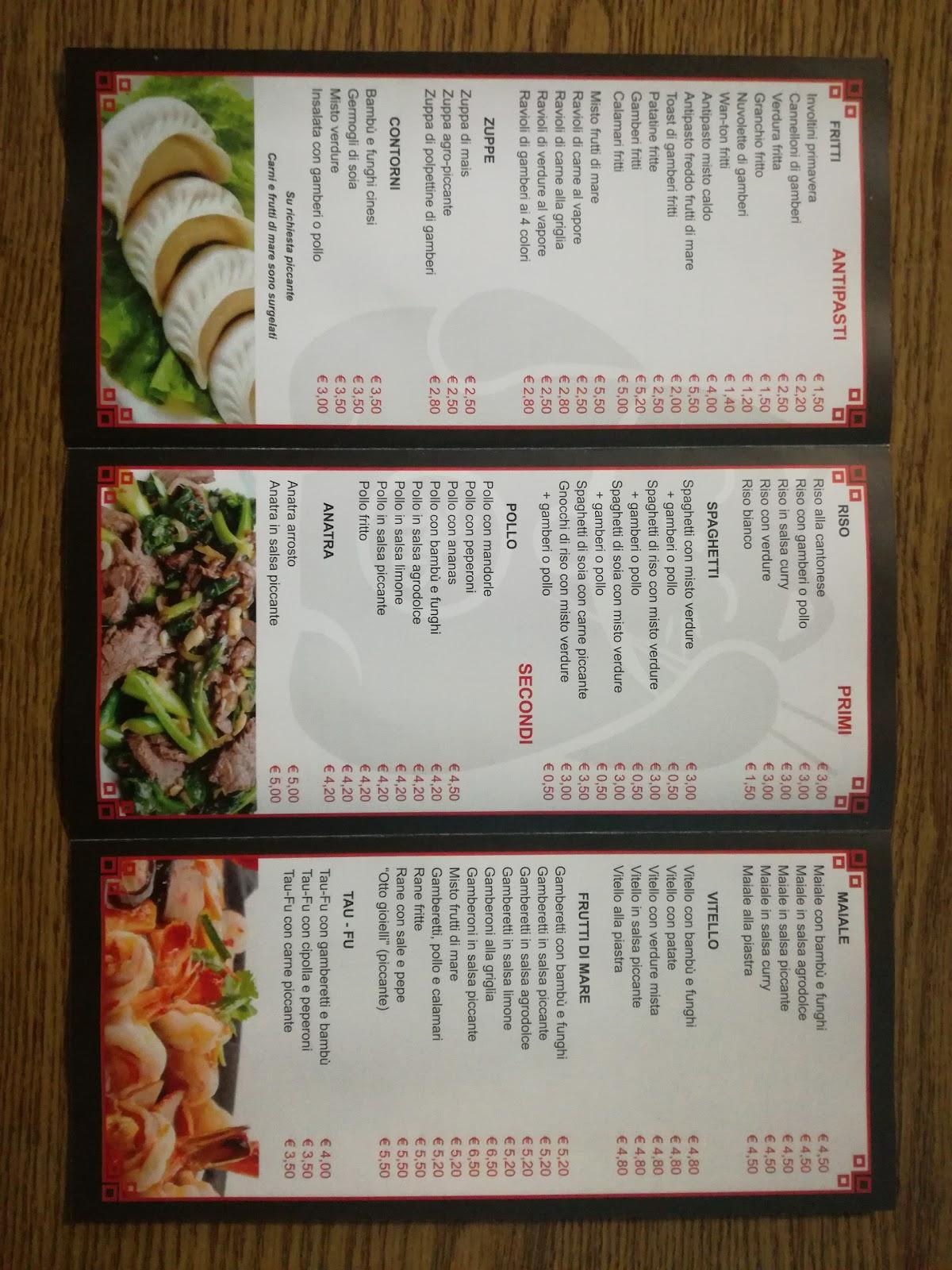 Menu da Gioia ristorante, Pordenone