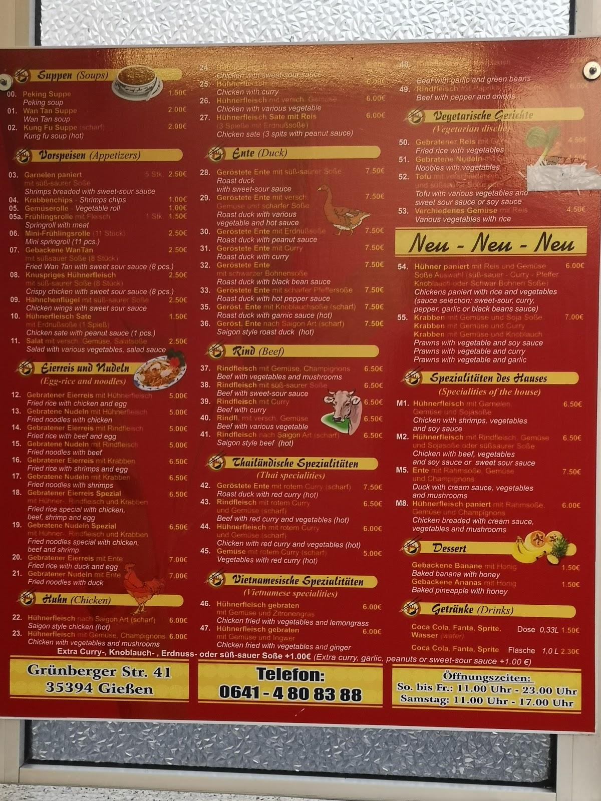 Speisekarte von Sai Gon Schnellimbiss restaurant, Gießen