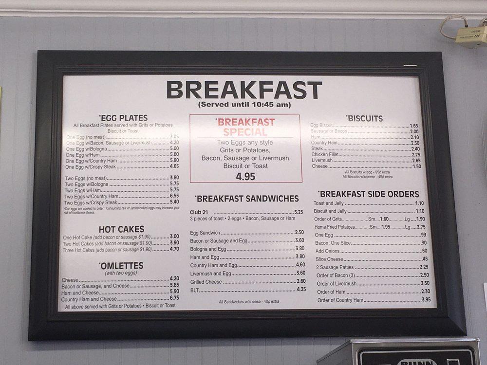 Menu at South 21 Family Restaurant, Charlotte, Brookshire Blvd