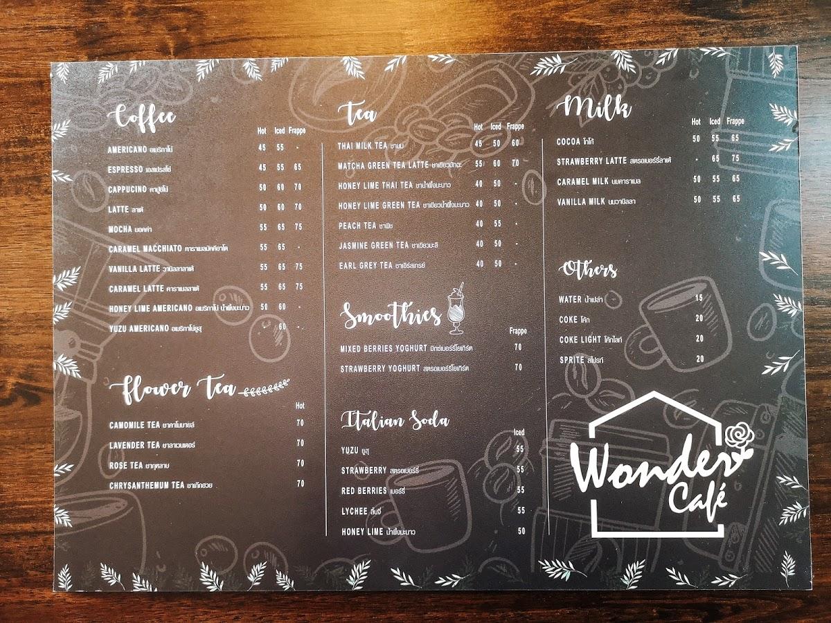 Menu at Wonder Café : วอนเดอร์คาเฟ่ cafe, Si Racha
