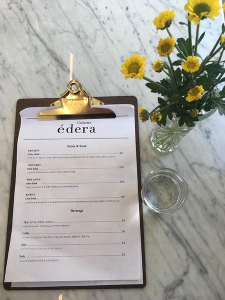 Menu at edera restaurant, Busan, 28-4 Daecheong-dong 2(i)-ga
