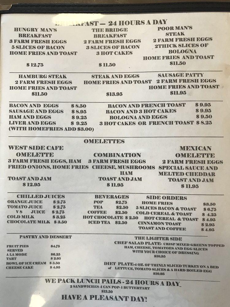 Menu at Westside Cafe, Sault Ste. Marie