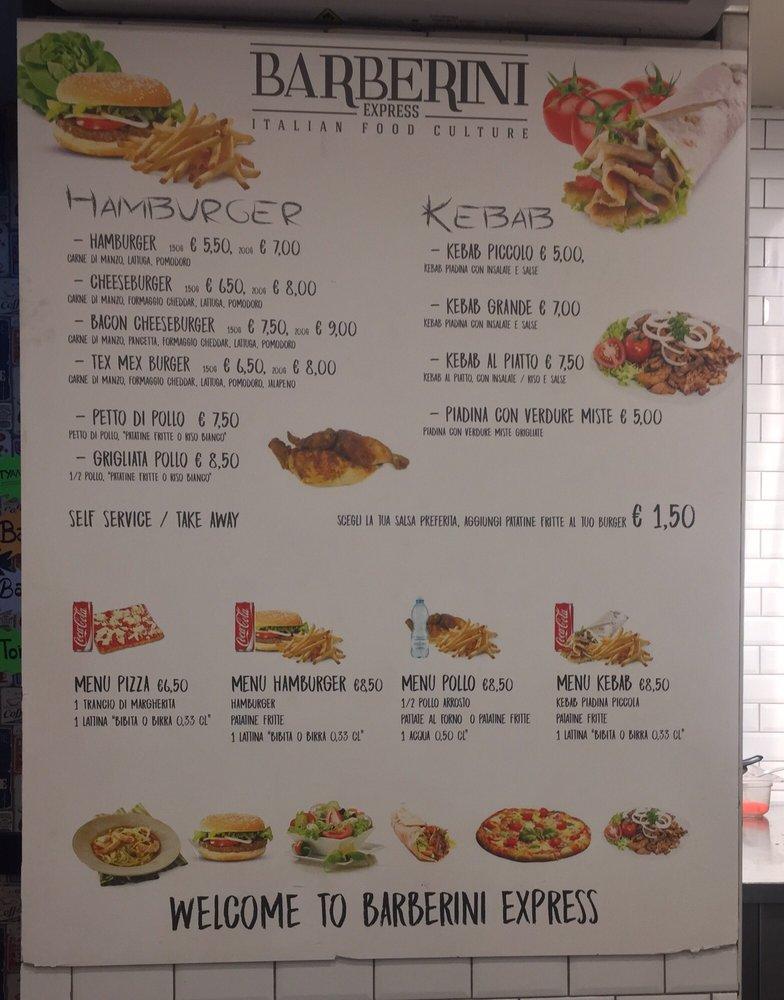 Menu at Barberini Express Roma, Rome