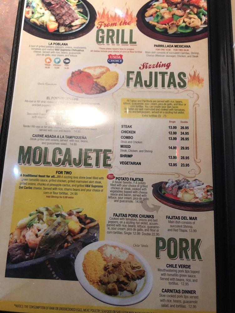 Menu at El Porton Mexican Bar & Grill, Collierville, W Poplar Ave #103
