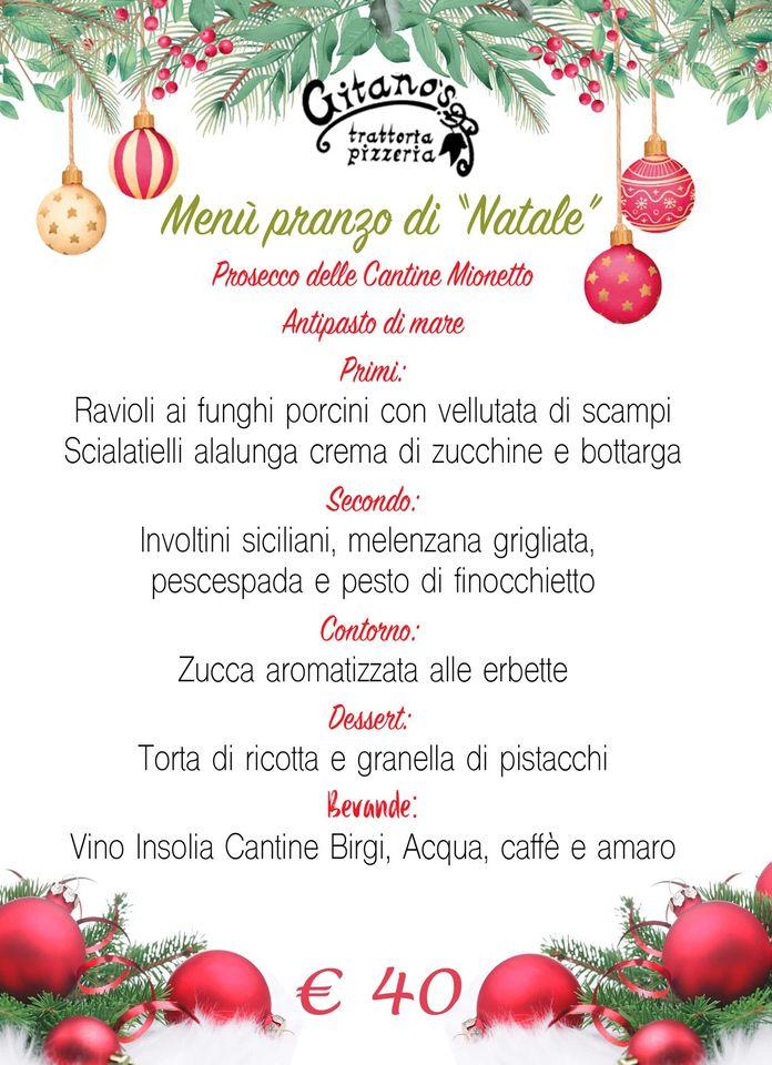 Menu at Gitano's restaurant, Torre Faro