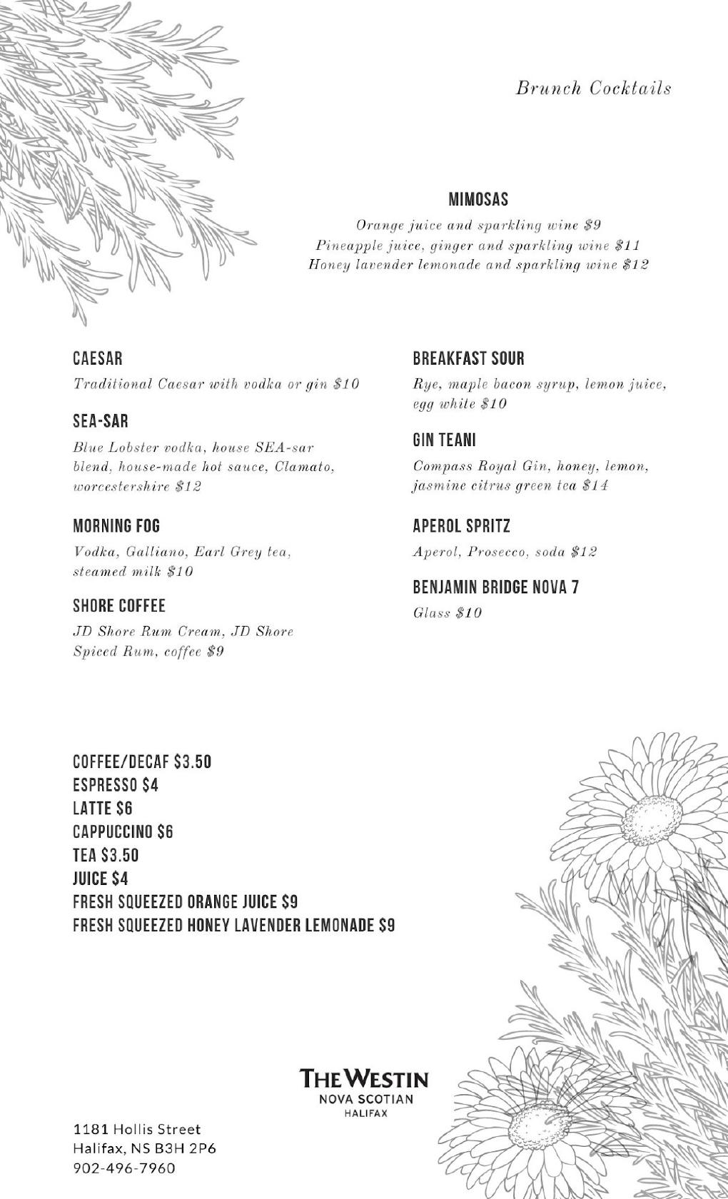 Menu at Seaport Social restaurant, Halifax