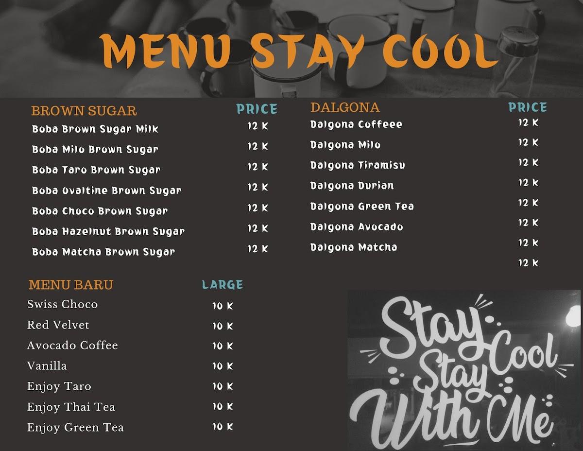 Menu at Stay Cool Kedai Minuman Boba Brown Sugar, Dalgona, Cream Cheese ...