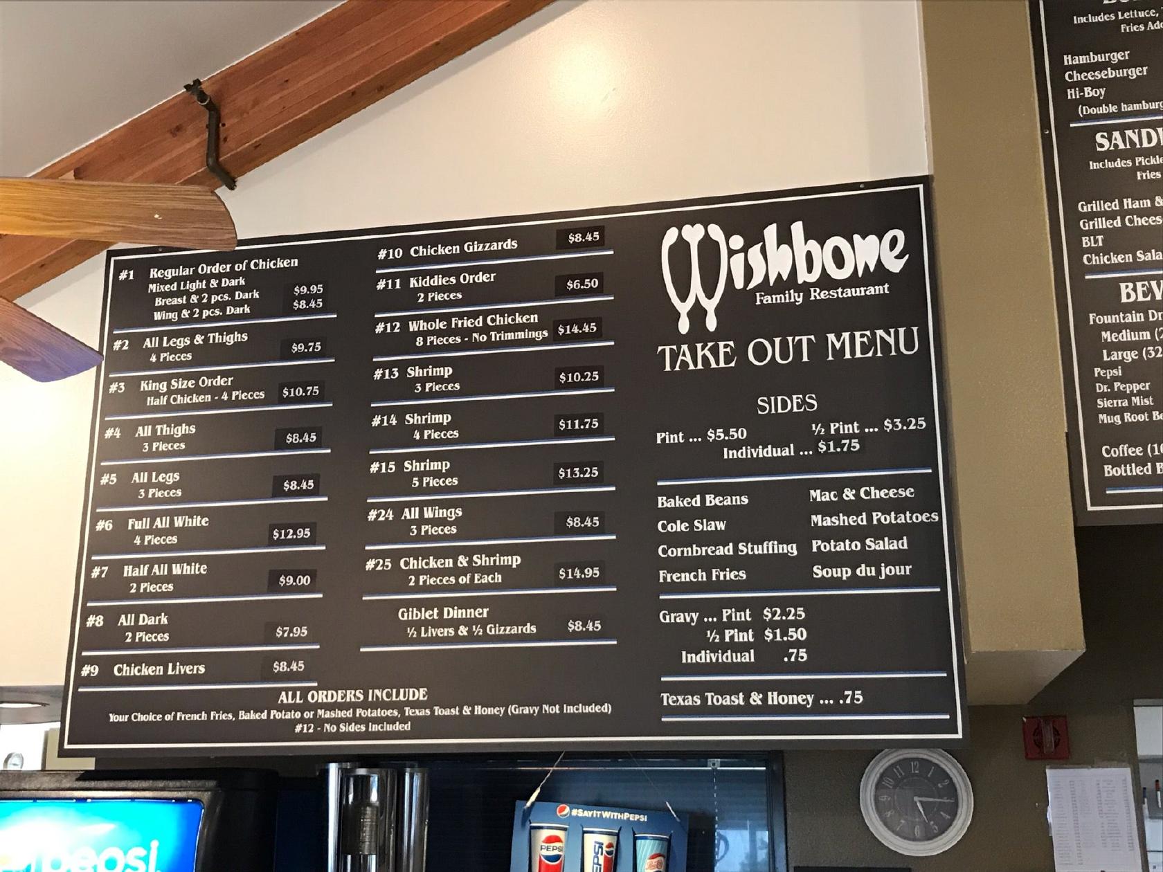 Menu at The Wishbone Family Restaurant, Denver