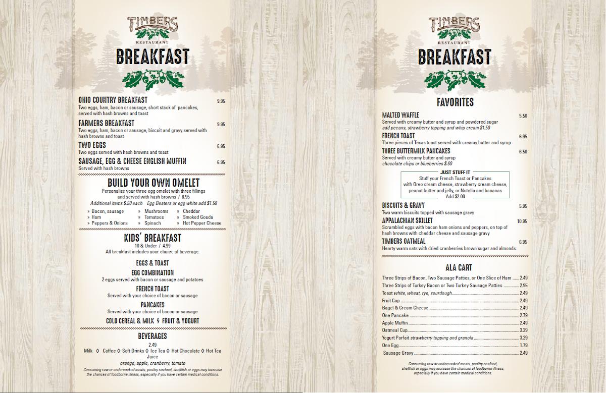 Menu at Timbers Restaurant, USA, Rd 3