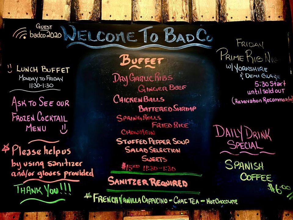 Menu at Bad Company Bar & Grill, Brooks