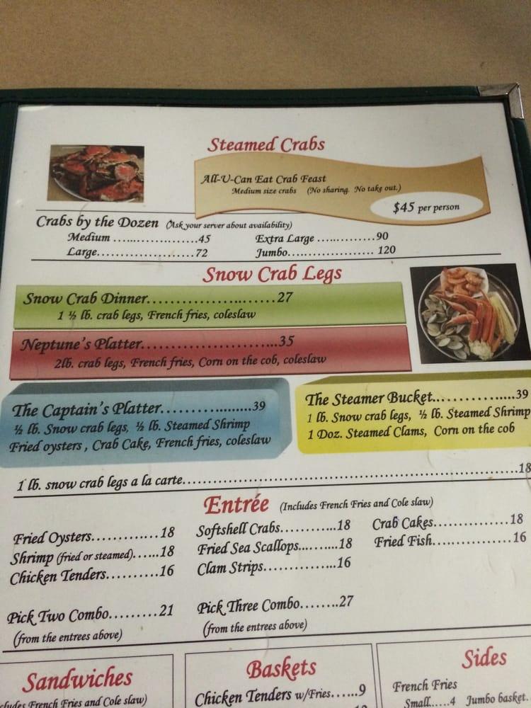 Menu at Captain Pell's Fairfax Crabhouse restaurant, Fairfax
