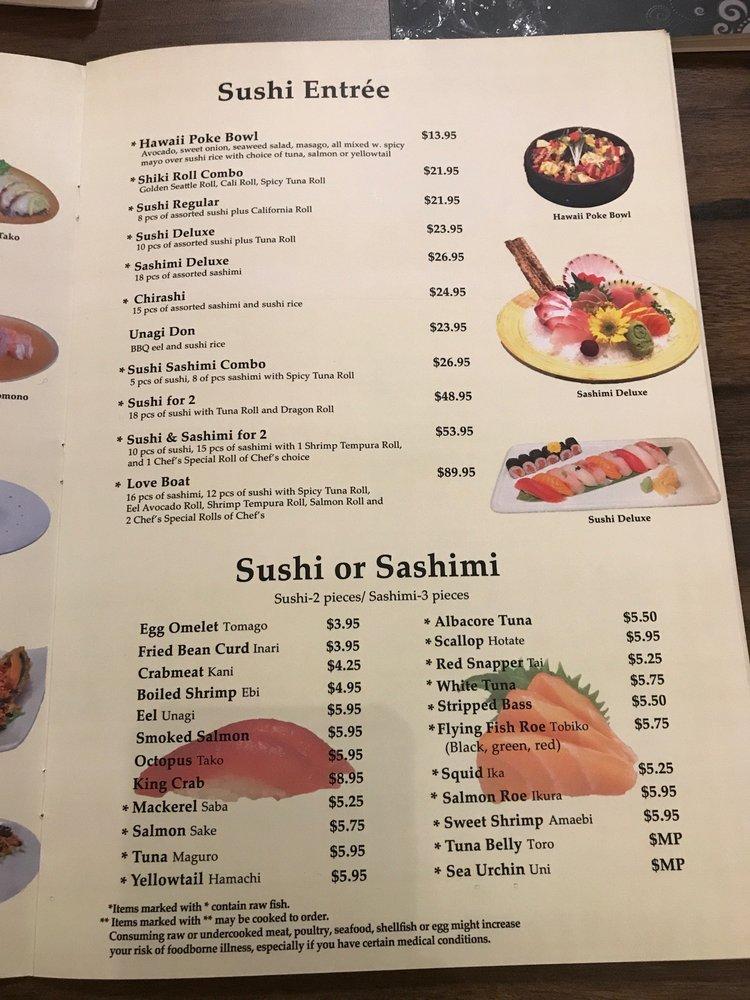 Menu at Shiki Sushi Bar & Japanese Grill, Coeur d'Alene