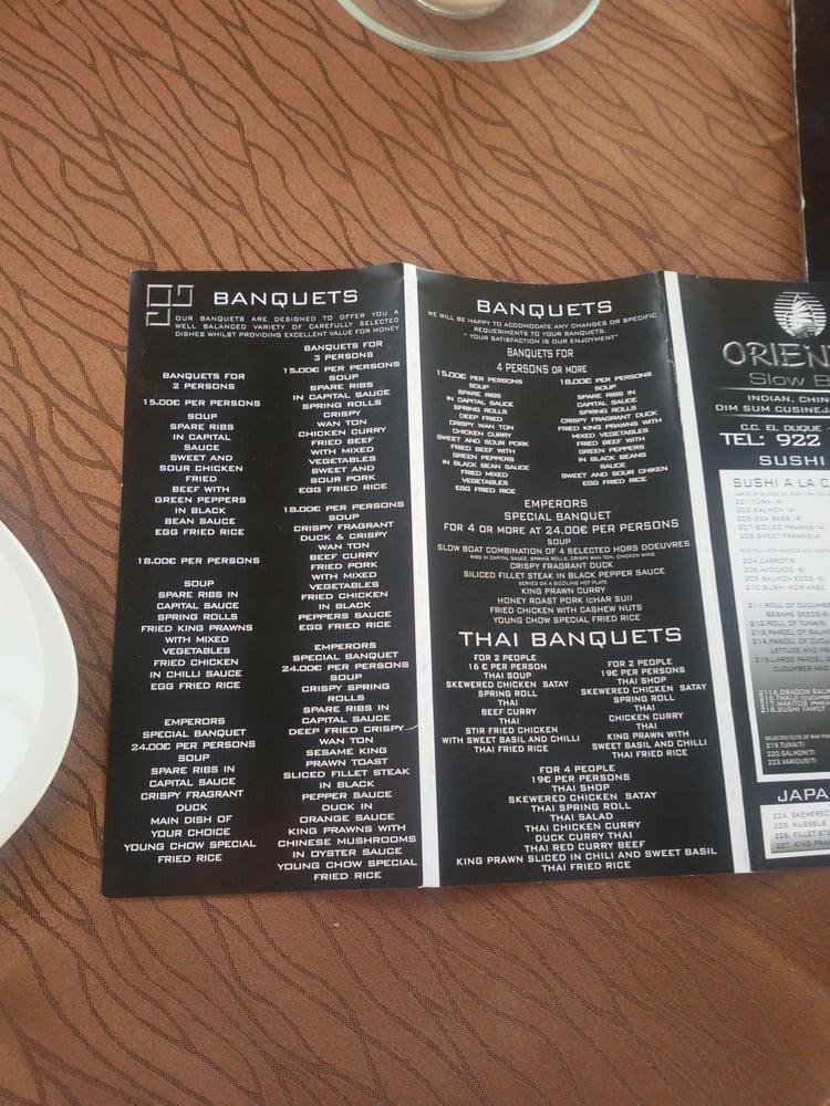 Menu at Oriental Slow Boat restaurant, Costa Adeje, Centro comercial El ...