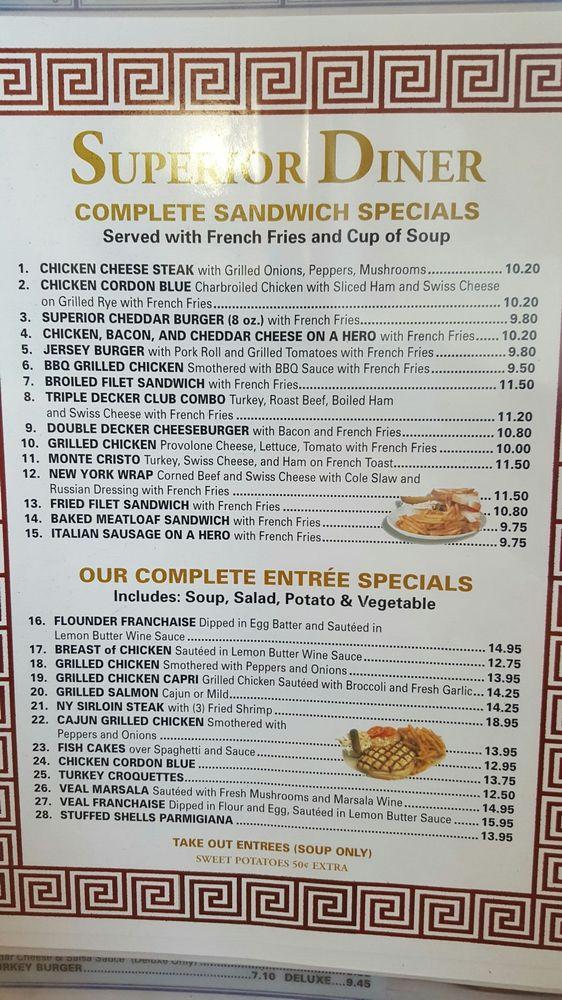 Menu at Superior Diner restaurant, Perth Amboy
